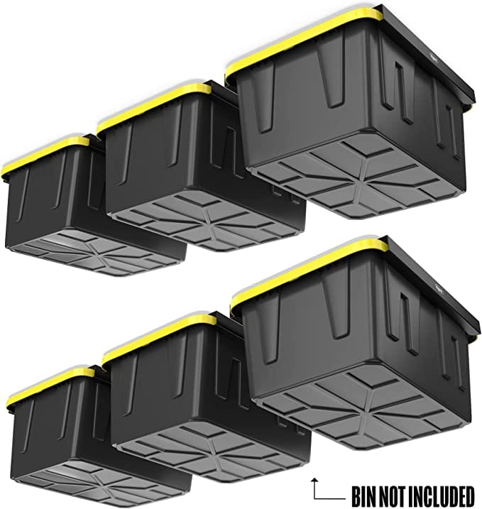 Overhead Mounted Storage Bin Rack Rail Mount for Garage, Shed or Home