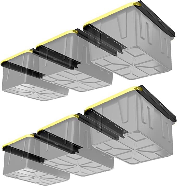Overhead Mounted Storage Bin Rack Rail Mount for Garage, Shed or Home